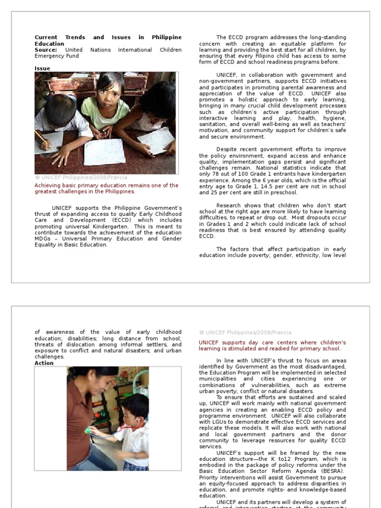 Current Trends and Issues in Philippine Education Source: United ...