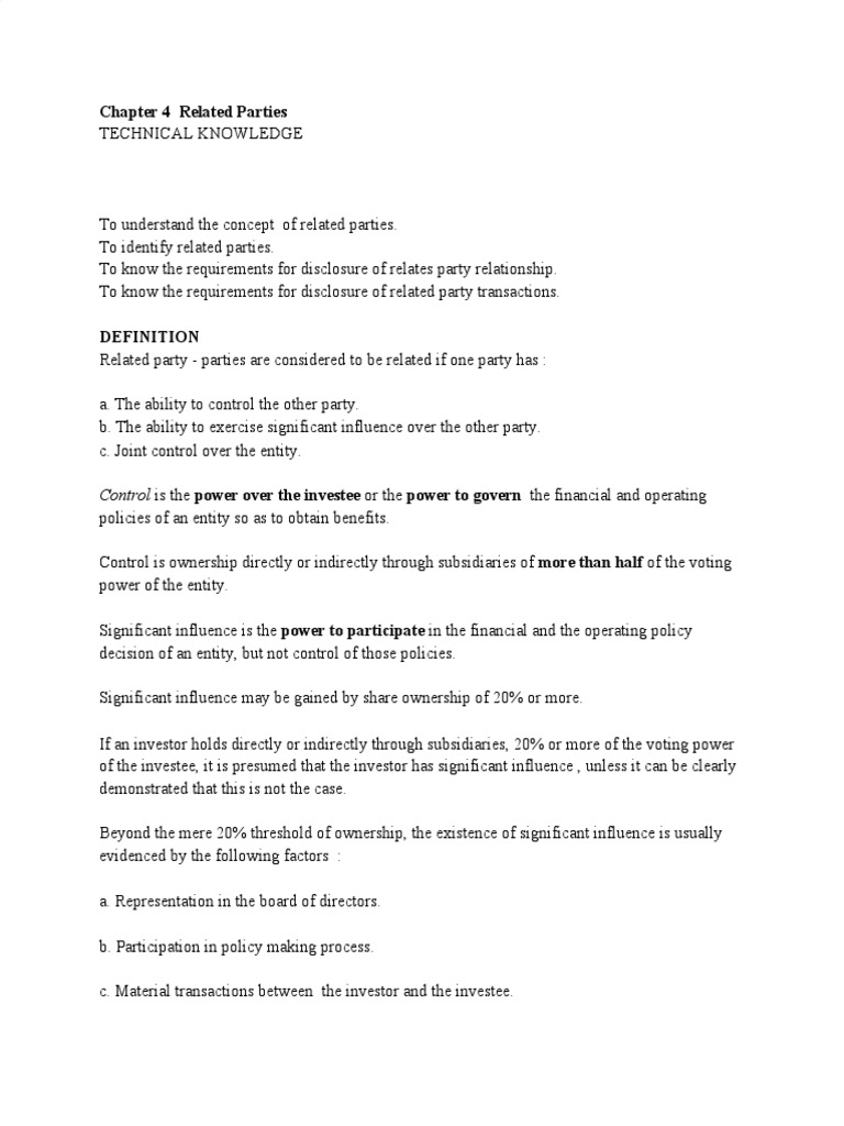 Ia 3 Chapter 4 Related Parties | PDF | Subsidiary | Financial Transaction