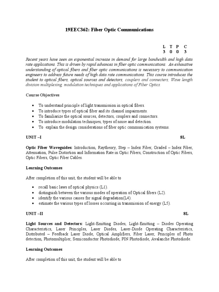 Fiber Optic Communications With References New9docx | PDF | Fiber Optic ...