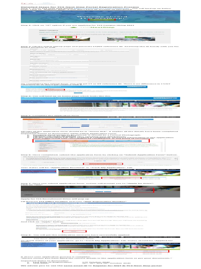 Detailed Steps For TCS Next Step Portal Registra On Process | PDF