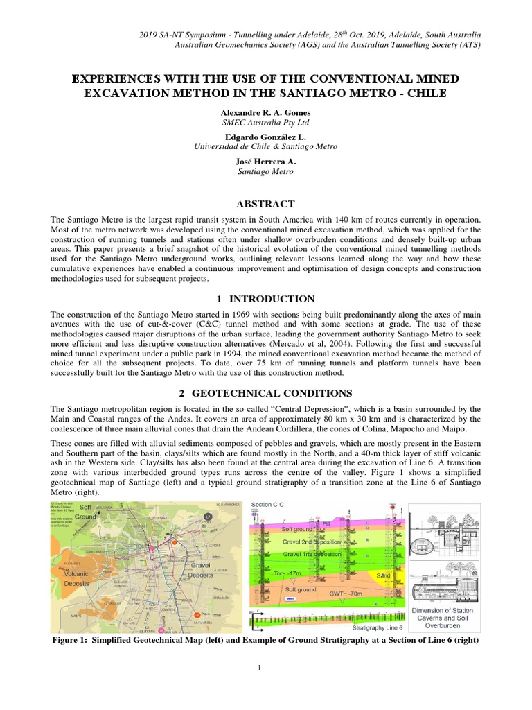 Conventional Mined Tunnelling Method Santiago Metro 1573525345 PDF ...
