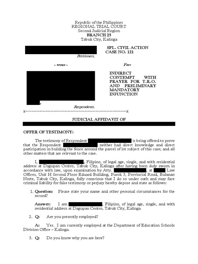 Sample Judicial Affidavit | PDF | Affidavit | Perjury