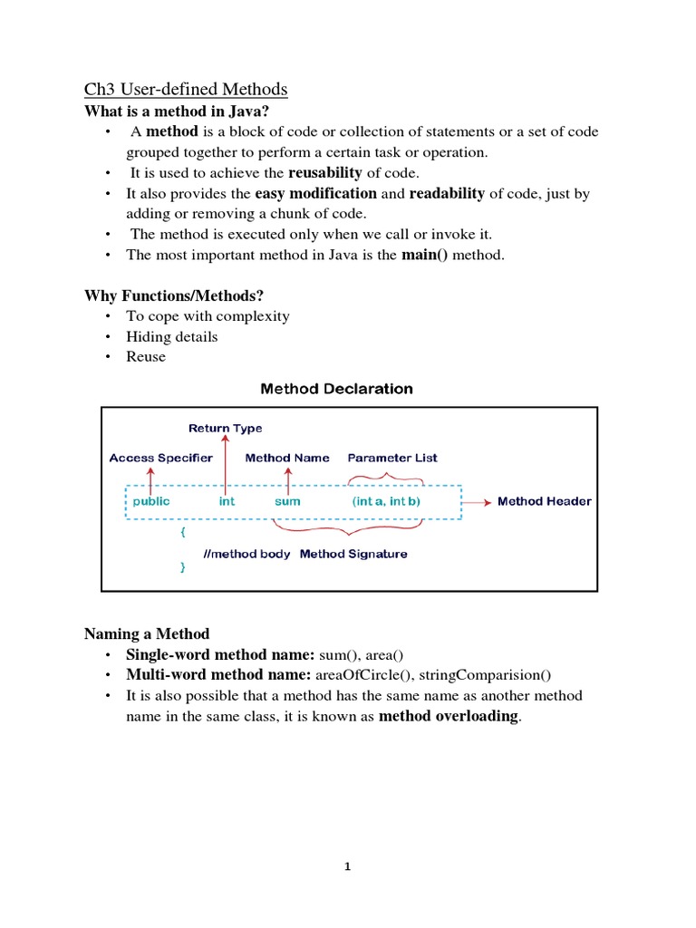 Ch3 User-Defined Methods: What Is A Method in Java? | PDF