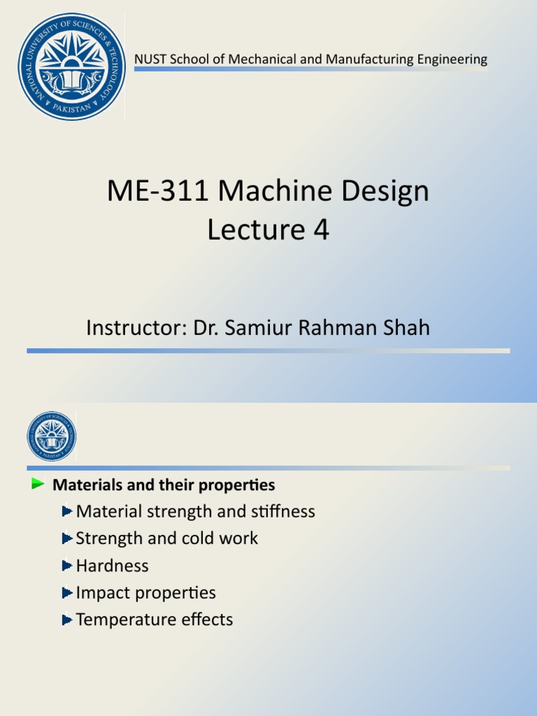 ME-311 Machine Design - Lecture 4 | PDF | Deformation (Engineering ...