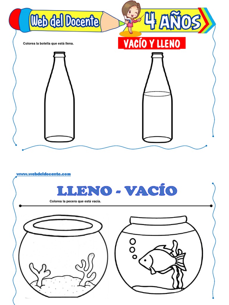 Vacío y Lleno para Niños de 4 Años | PDF
