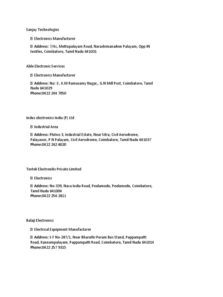 EMS List | PDF | Tamil Nadu | Electronics
