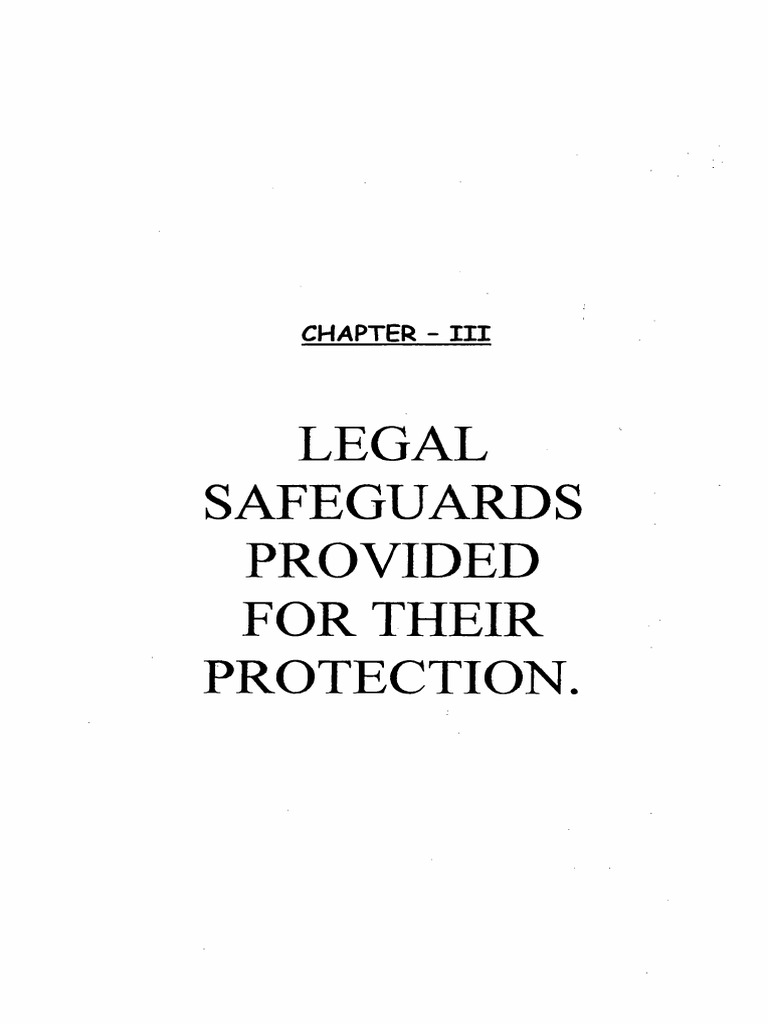 Legal Safeguards Provided For Their Protection.: Chapter - Iii | PDF ...