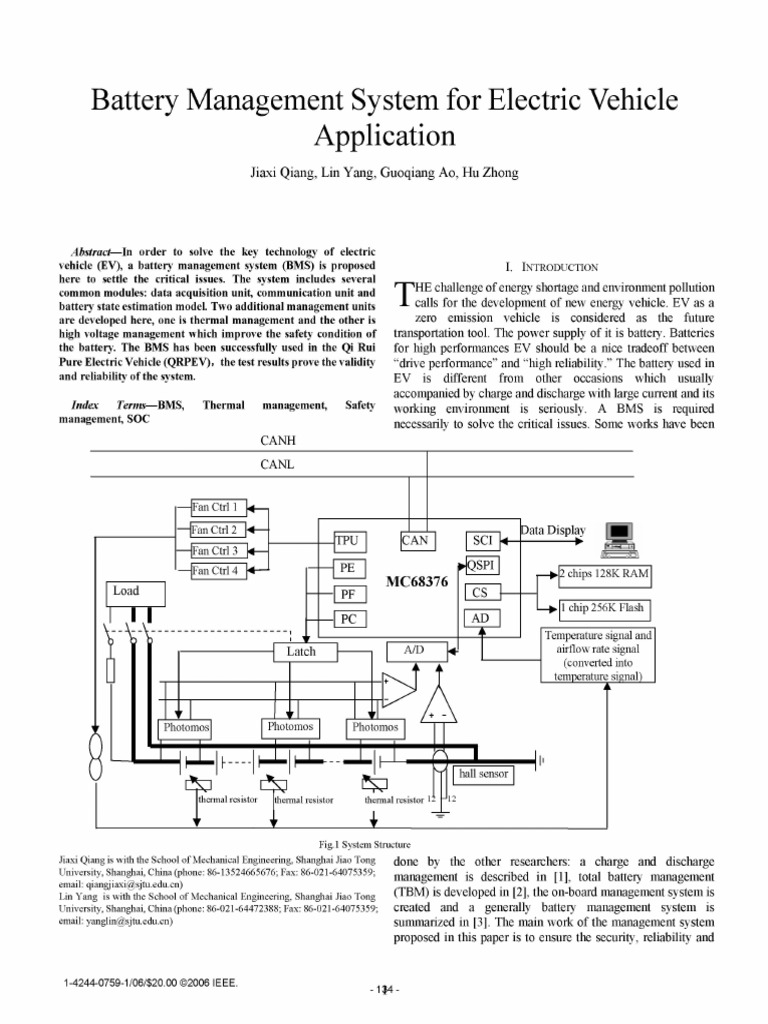 Battery Management System For Electric Vehicle Application | PDF ...