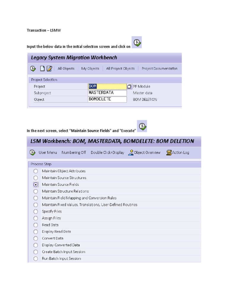 BOM Delete - LSMW Steps | PDF