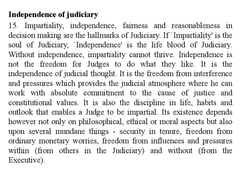 Importance of Judicial Independence | PDF | Politics
