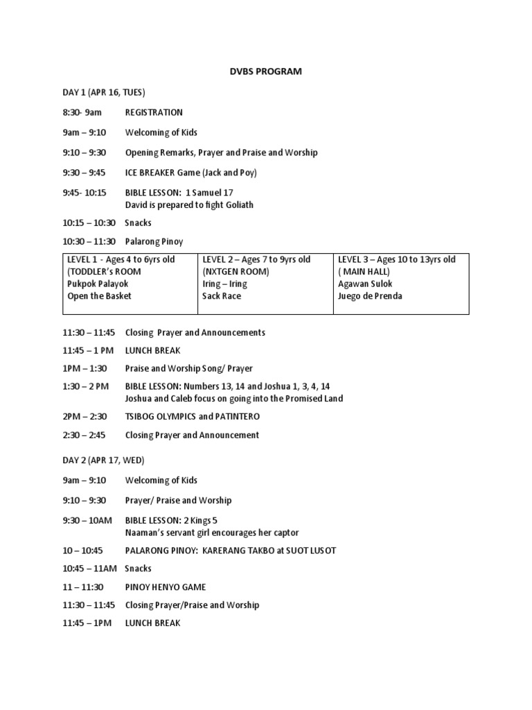 Dvbs-Program 2019 | PDF