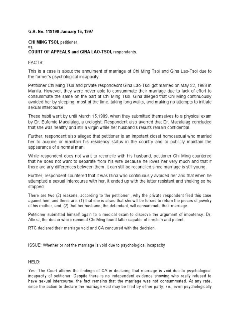 G.R. No. 119190 January 16, 1997 CHI MING TSOI, Petitioner, COURT OF ...