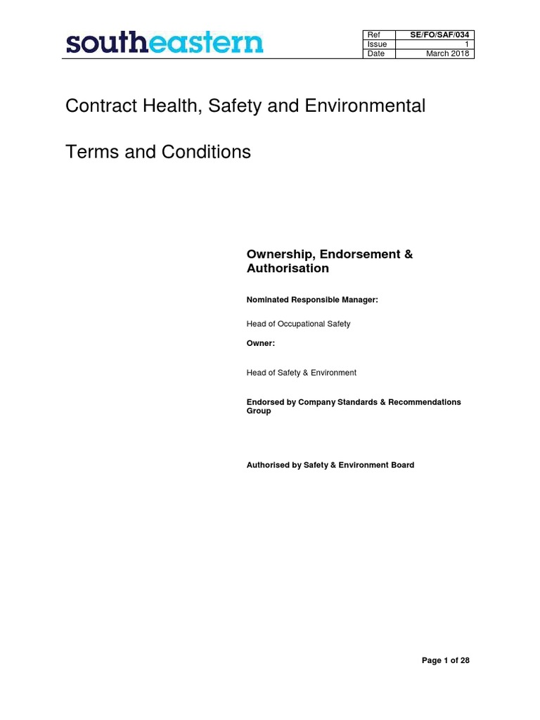 LSER Health Safety Environmental Policy | PDF | Safety | Occupational ...
