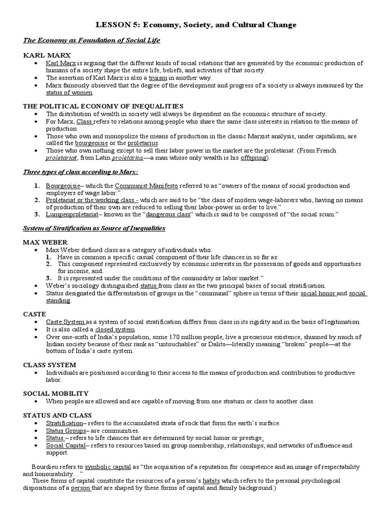 Understanding Social Stratification: An Analysis of Karl Marx, Max ...