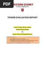 Template Tender Evaluation Report v2.0 | PDF | Business