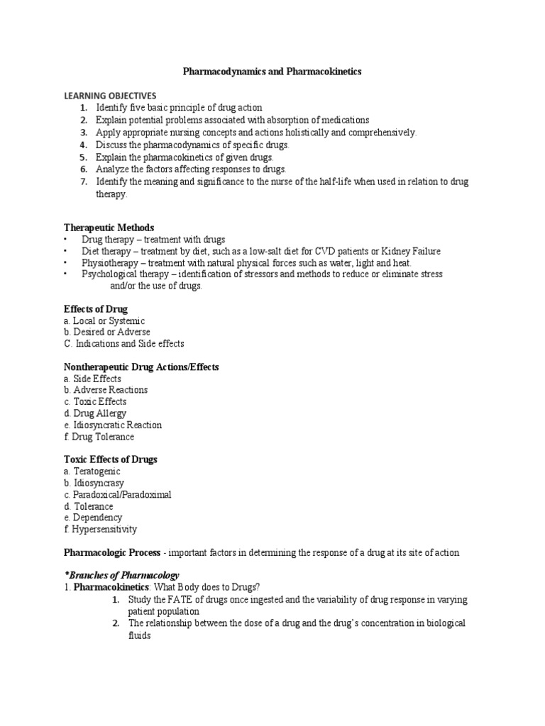 3 Principles of Drug Actions and Interactions | PDF | Pharmacokinetics ...