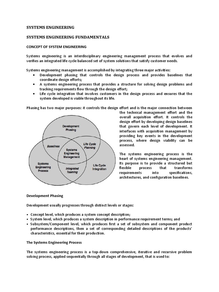 Systems Engineering Systems Engineering Fundamentals: Concept of System ...