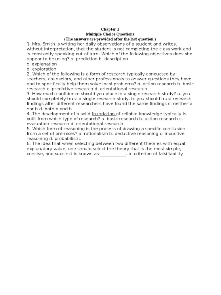 Multiple Choice Questions (The Answers Are Provided After The Last ...