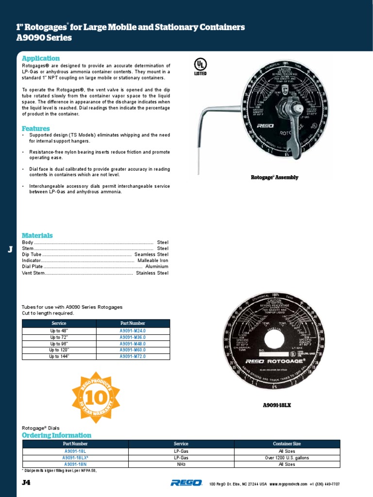 1" Rotogages For Large Mobile and Stationary Containers A9090 Series ...
