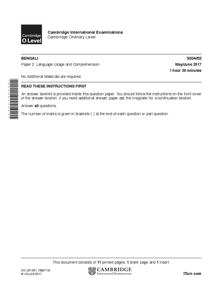 Cambridge Ordinary Level | PDF