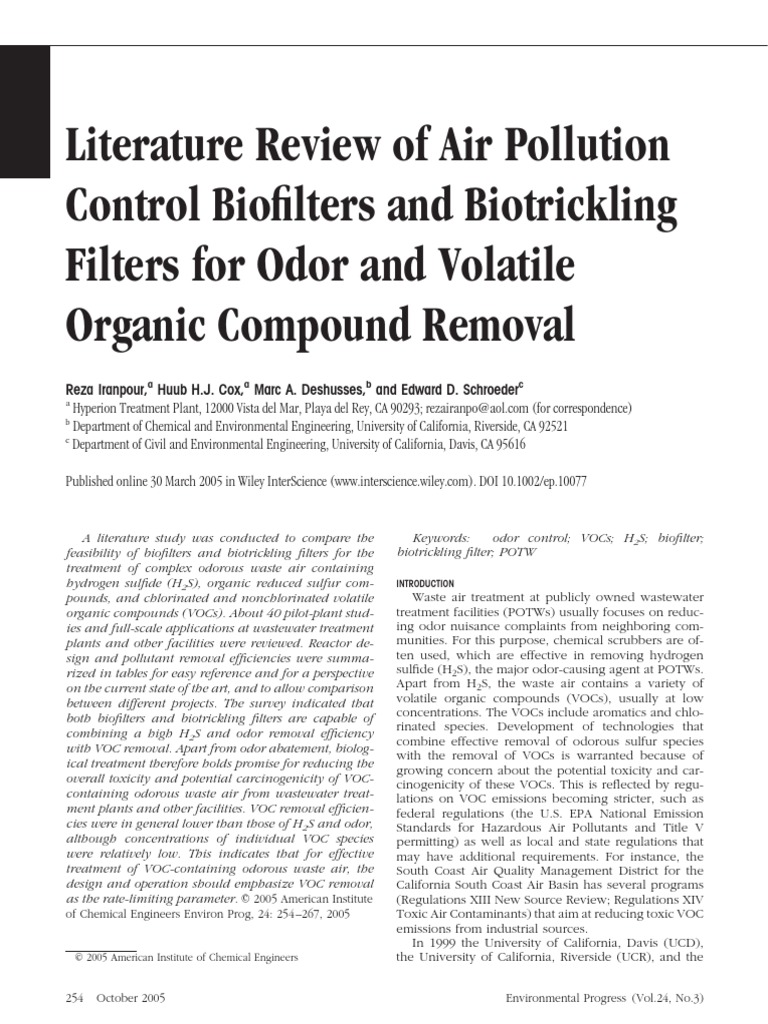 Literature Review of Air Pollution Contr | PDF | Volatile Organic ...