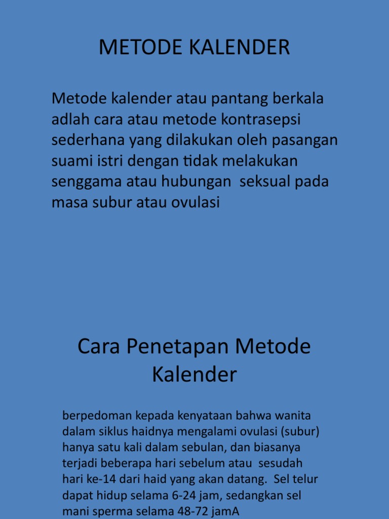 Metode Kalender: Kontrasepsi Alami | PDF | Kesehatan Holistik
