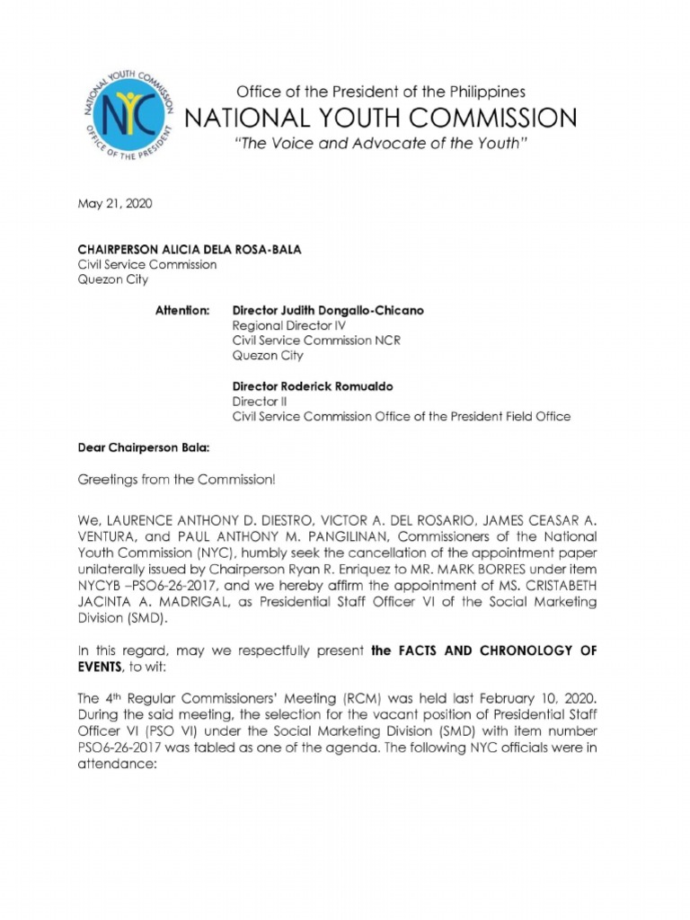 Letter To CSC | PDF