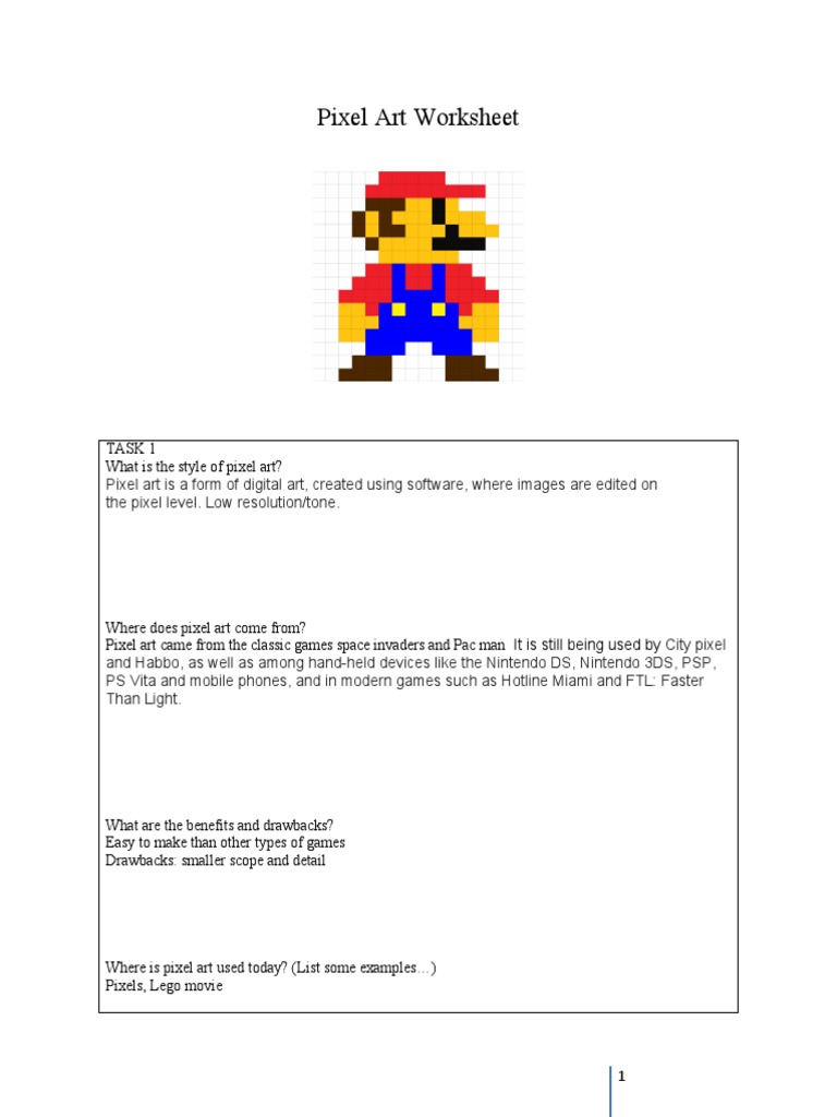 Pixel Art Worksheet | PDF