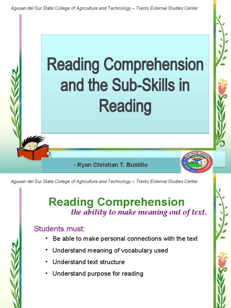 Reading Comprehension and The Sub-Skills in Reading | Download Free PDF ...