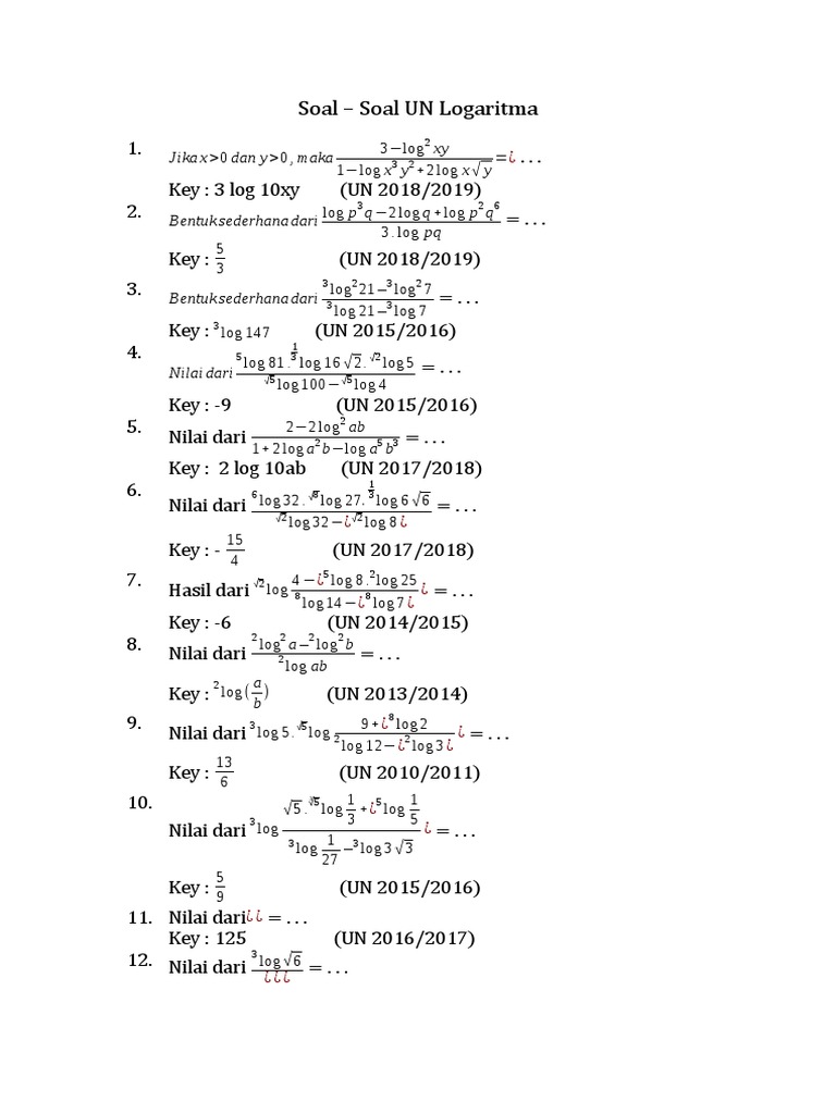 Soal - Soal UN Logaritma | PDF