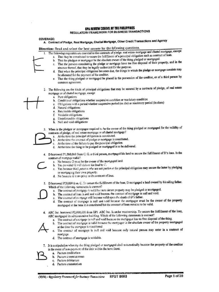 RFBT 8603 - Pledge, Mortgage, Other Credit Transactions and Agency PDF | PDF