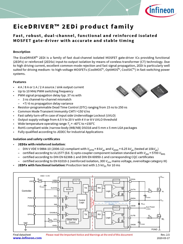Infineon 2EDF9275F DataSheet v02 - 05 EN PDF | PDF | Field Effect Transistor | Logic Gate