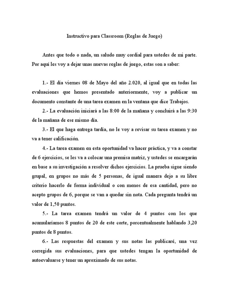 Instructivo para Classroom de Lógica | PDF | Prueba (evaluación) | Lógica