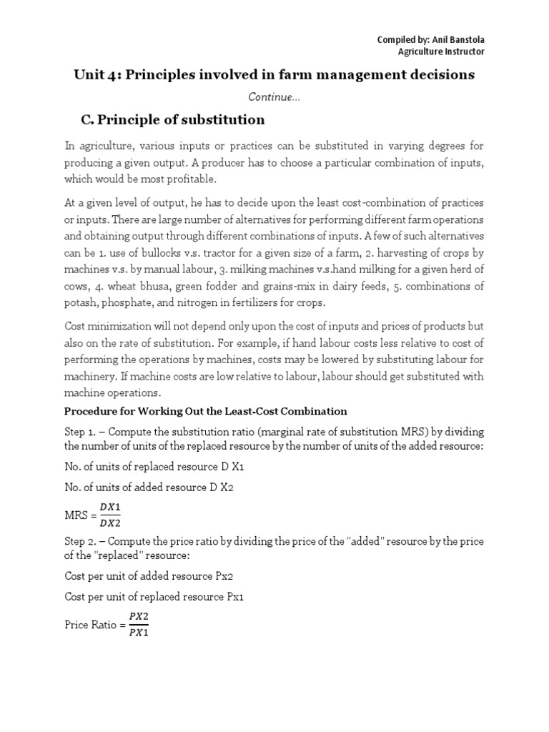 Principles of Farm Management: Analyzing Input Substitution, Enterprise ...