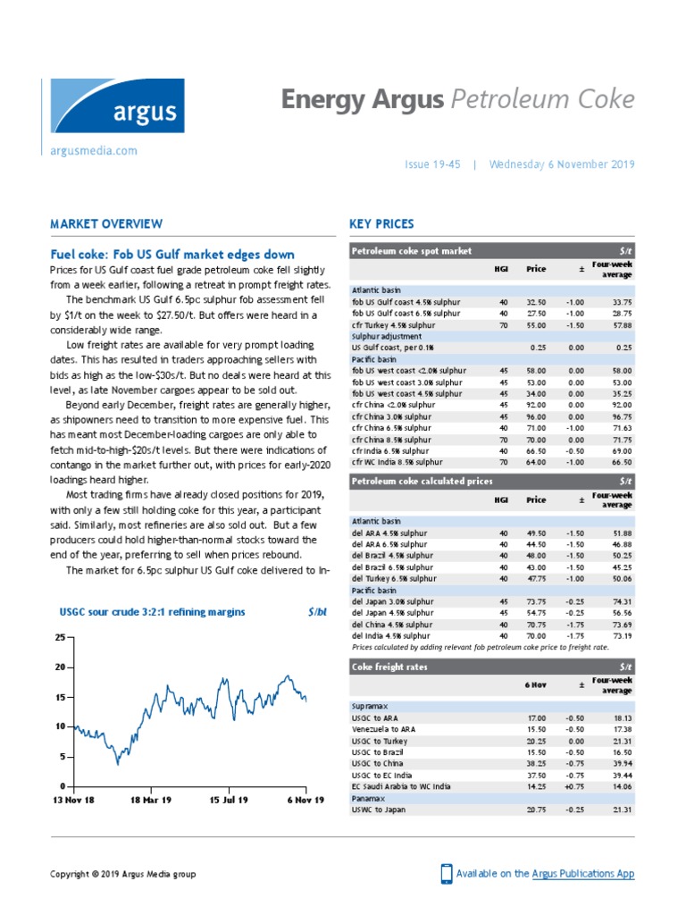 Energy Argus Petroleum Coke PDF | PDF | Oil Refinery | Fuel Oil
