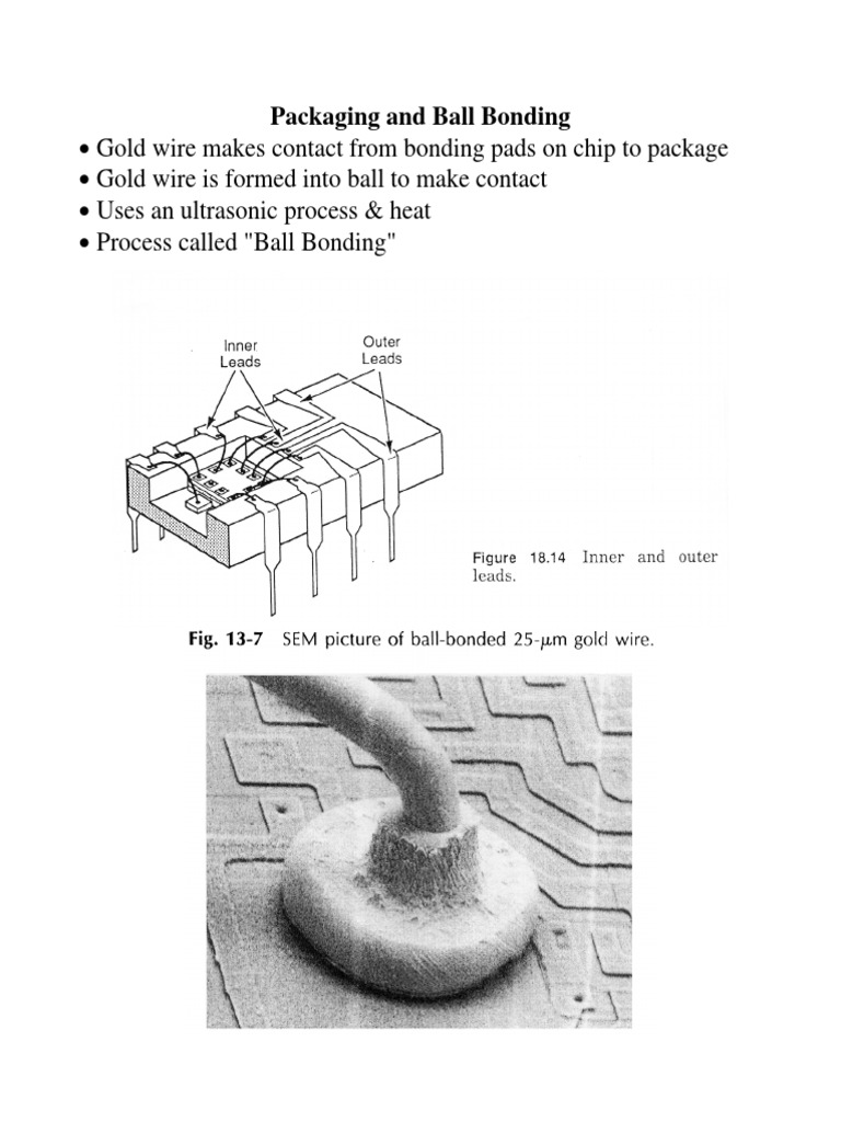 Gold Wire Makes Contact From Bonding Pads On Chip To Package Gold Wire ...