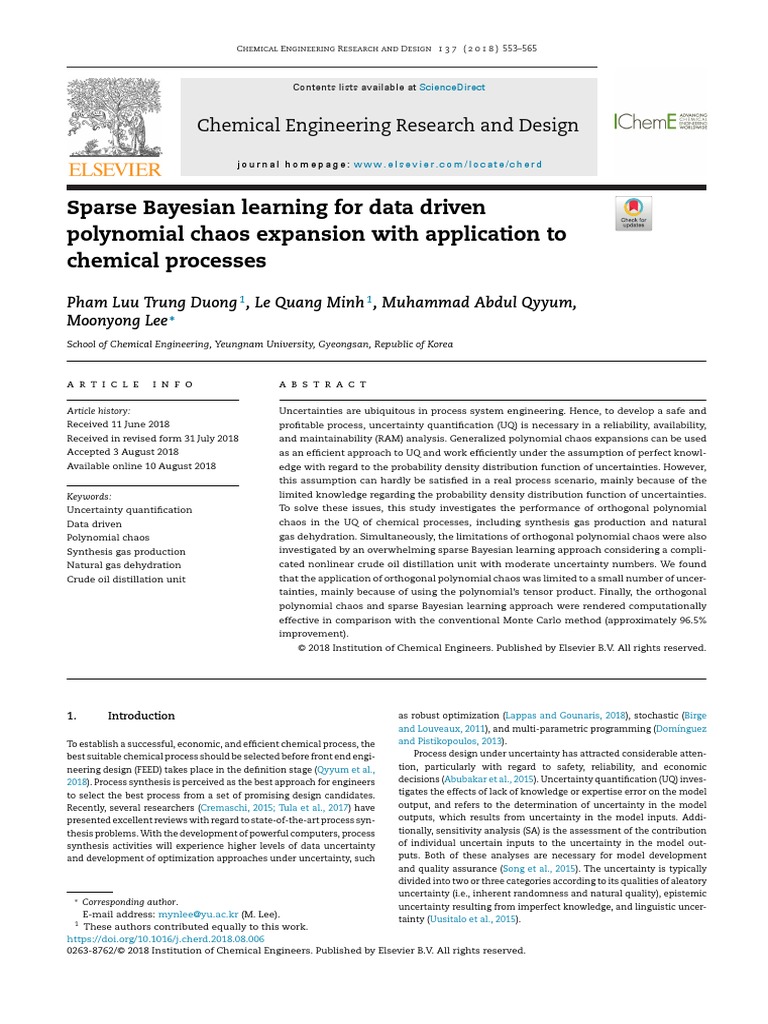 Sparse Bayesian Learning For Data Driven Polynomial Chaos Expansion With Application To Chemical ...