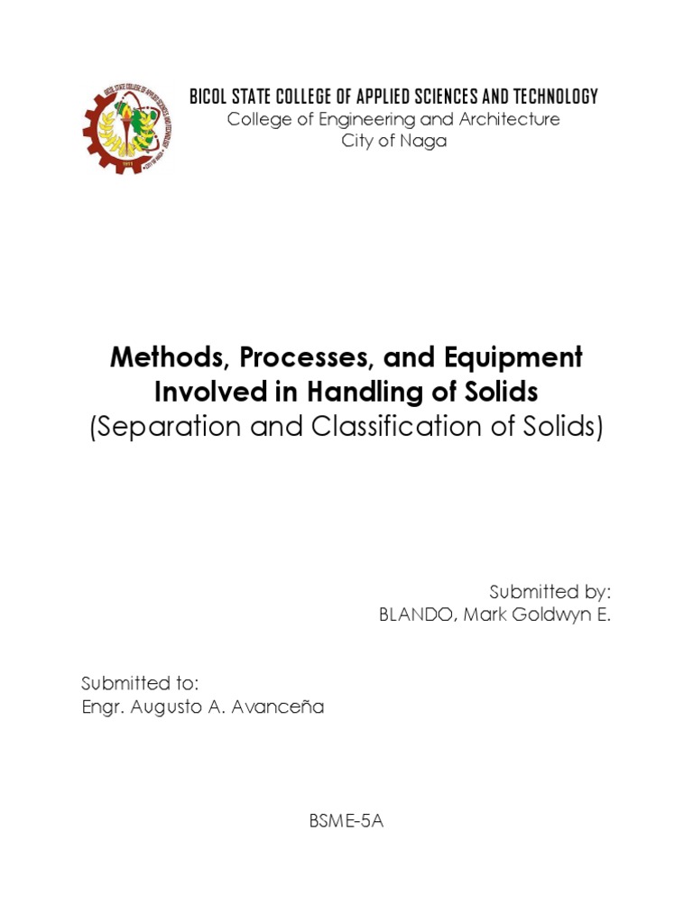 Separation and Classification of Solids | PDF | Particulates | Chemistry