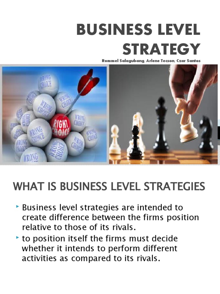 Business Level Strategy: Rommel Salagubang, Arlene Tecson, Czar Santos ...