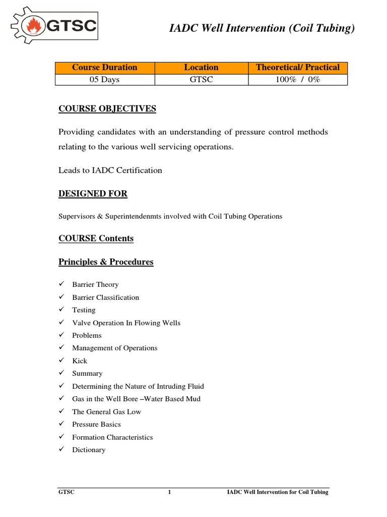 IADC Well Intervention For Coil Tubing (English) | PDF