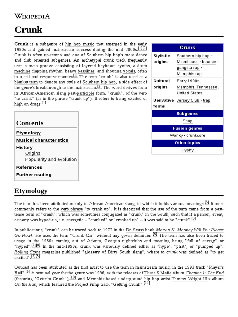 Crunk: Crunk Is A Subgenre of Hip Hop Music That Emerged in The Early ...