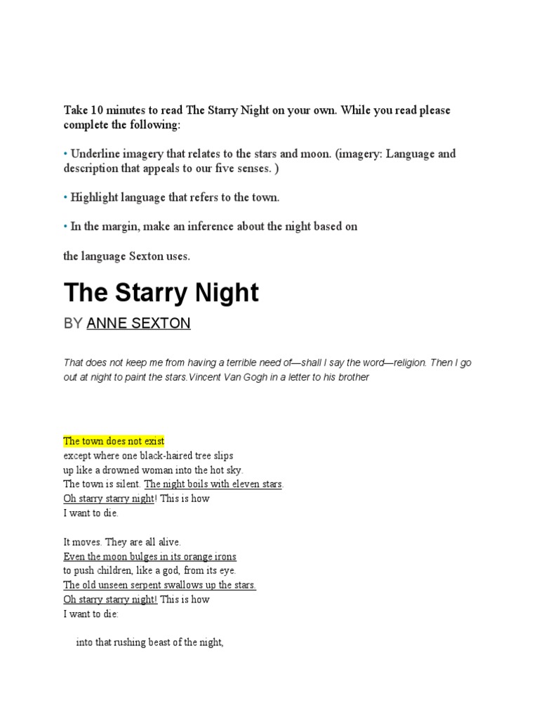 The Starry Night Poem | PDF