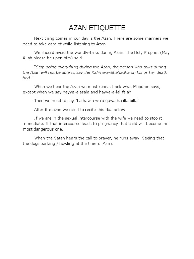 Adhan Etiquette | PDF