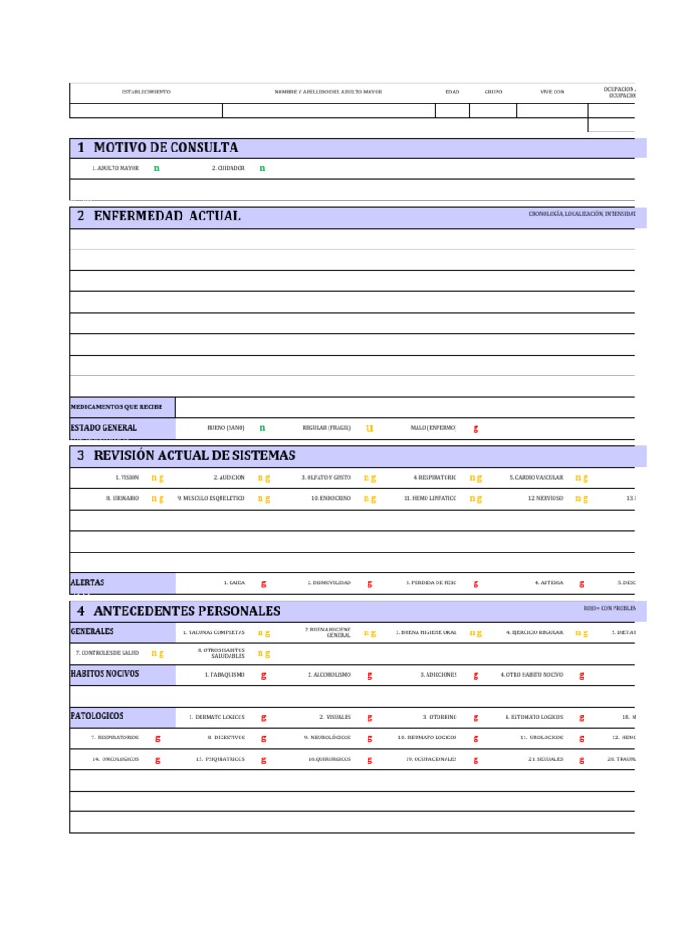 Form 057 Adulto Mayor Final HCL | PDF | Especialidades Medicas ...