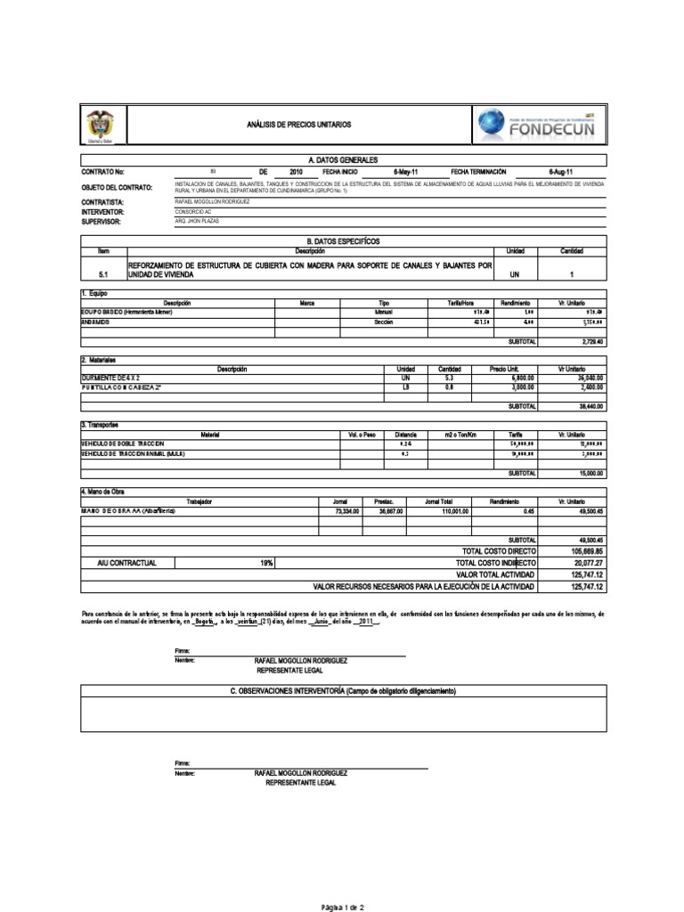 Apus en Formato Fondecun | PDF | Salario de emisión de contrato | Labor