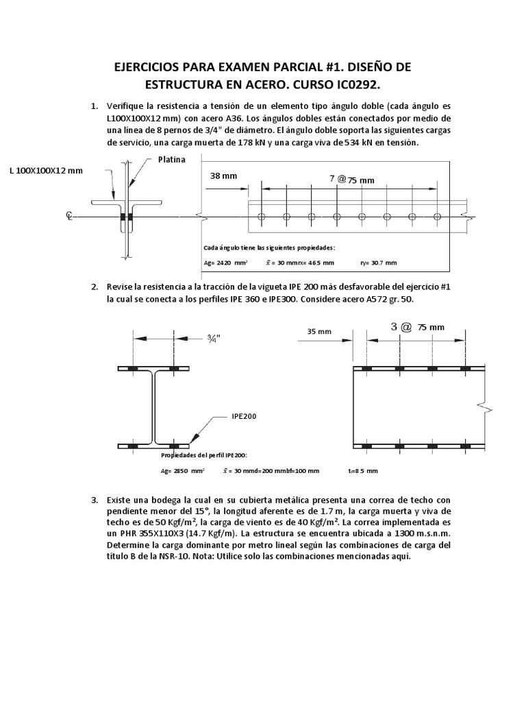 Ejercicios Practicos para Curso de Diseño en Acero - Parcial#1 PDF ...