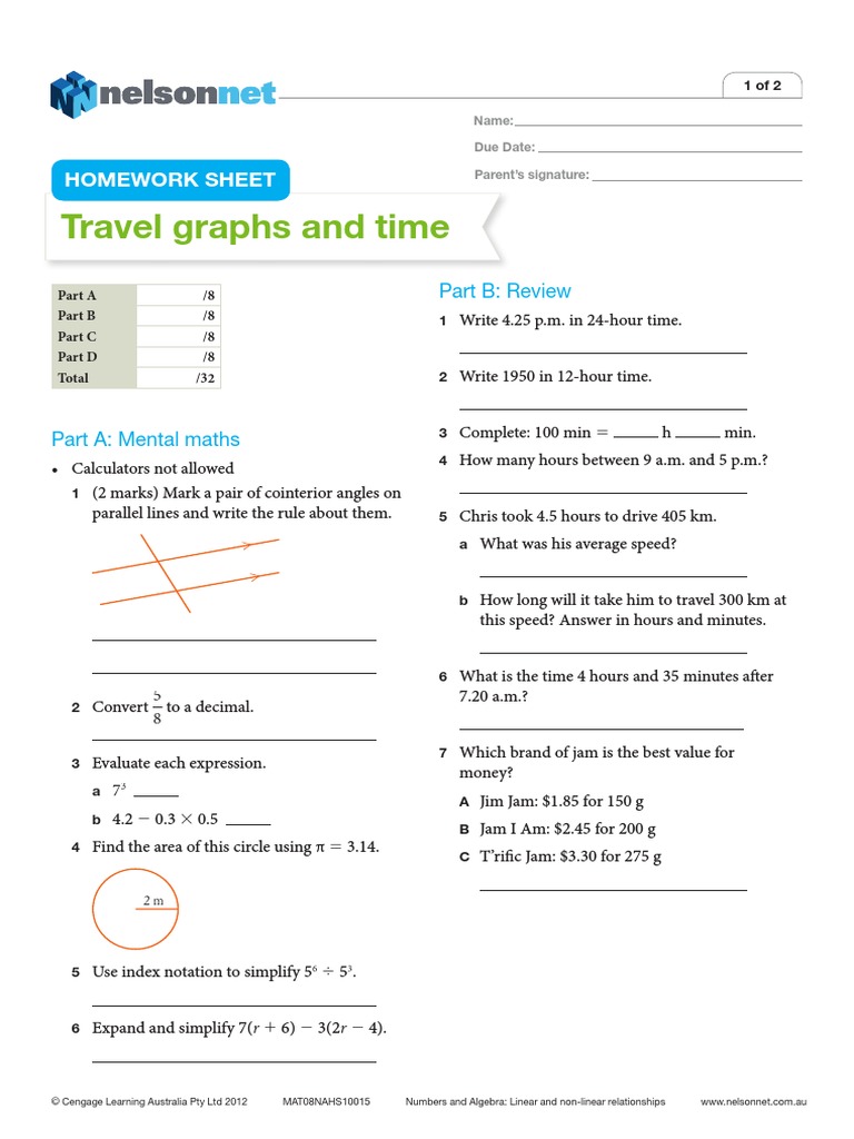 Travel Graphs and Time: Homework Sheet | Download Free PDF | Speed ...