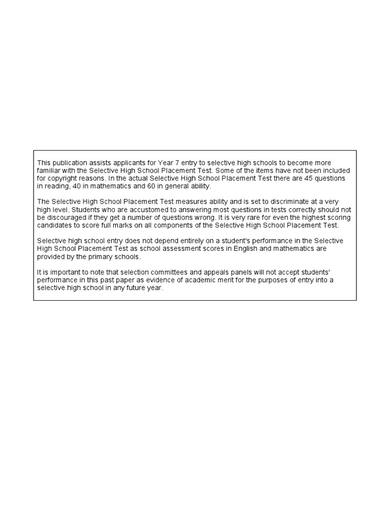 Selective Exam General Ability Sample Test1 PDF | PDF | Question ...