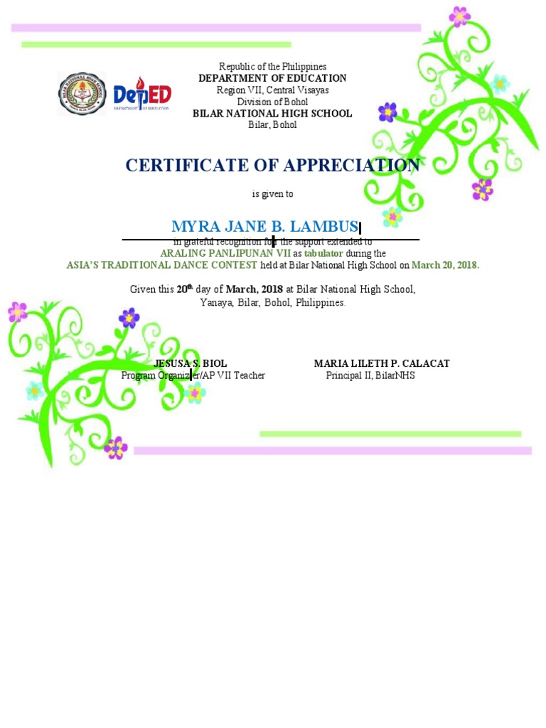 Certificate - AP Tabulator