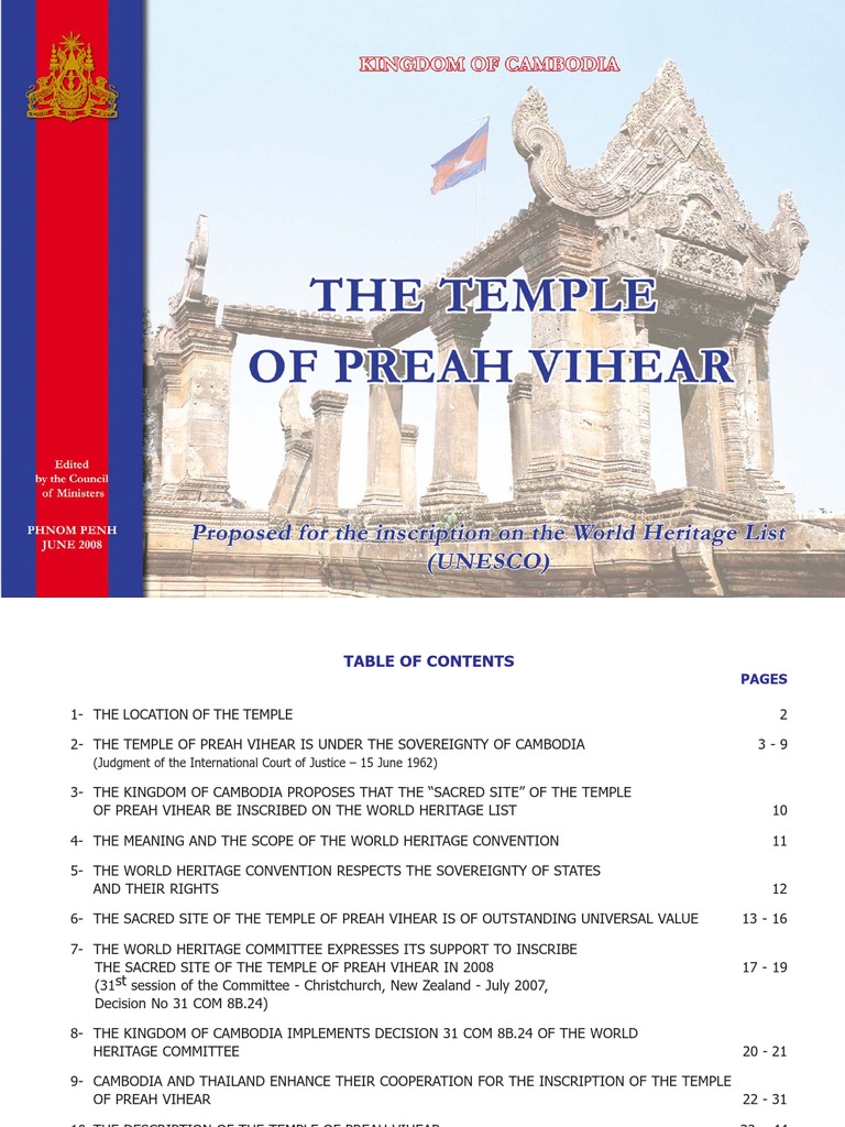 Preah Vihear Temple of Cambodia | PDF